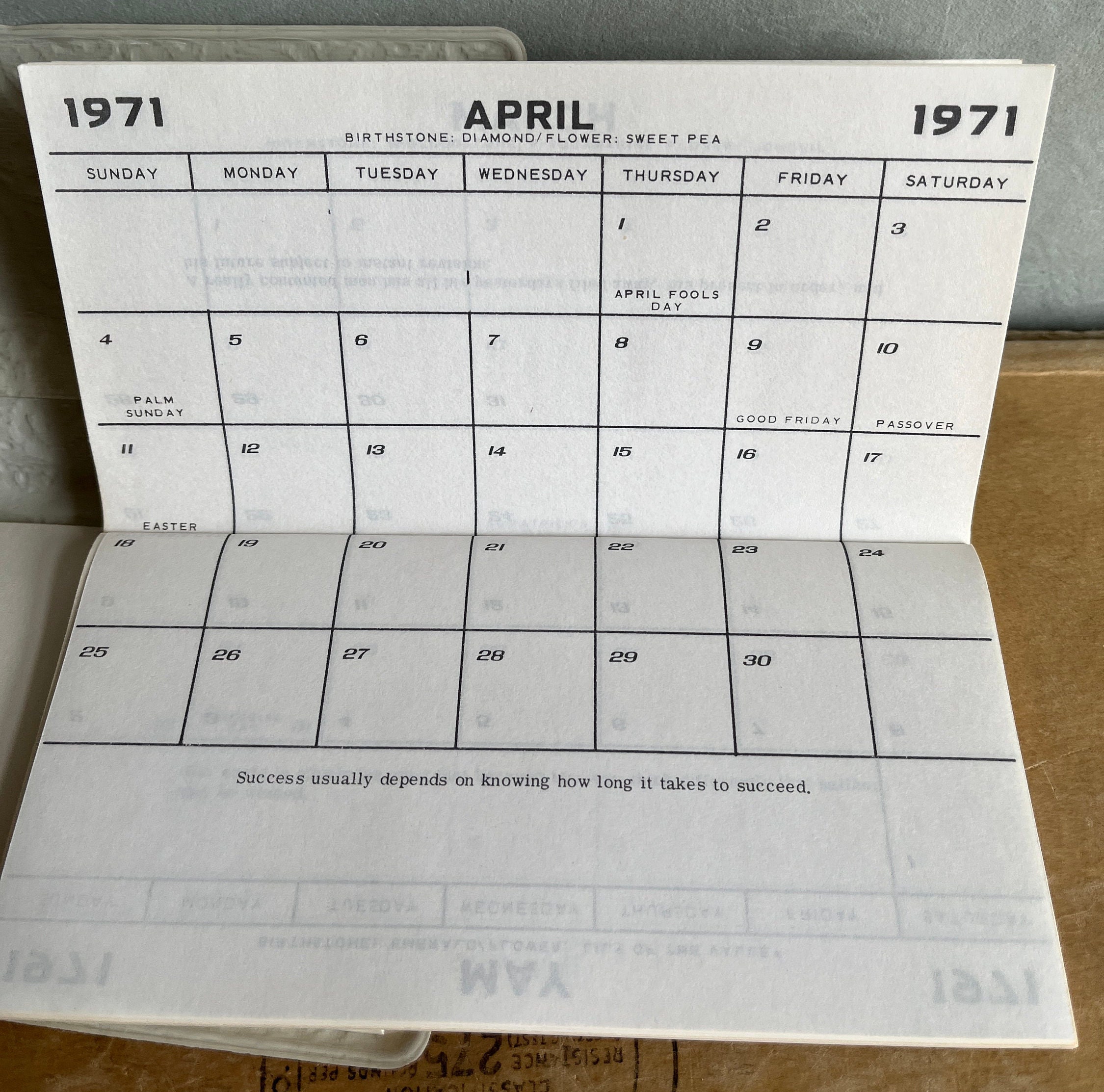 Vintage Two-year 1971'72 Daytimer in Two-tone Gold Vinyl Checkbook Cover, Never Used Ephemera ...