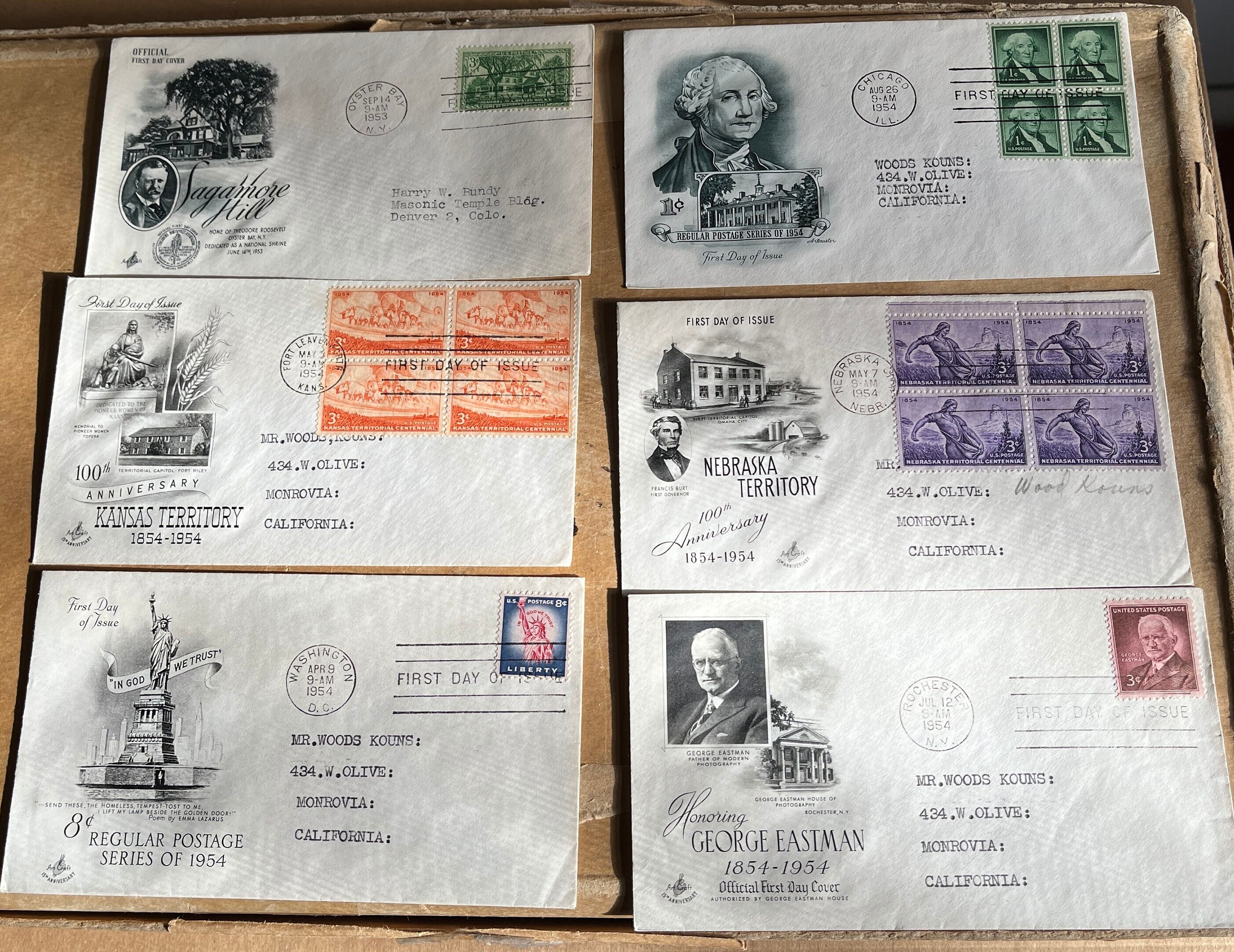 Set of 20 First Day Covers of US Commemorative Stamps Issued Between ...