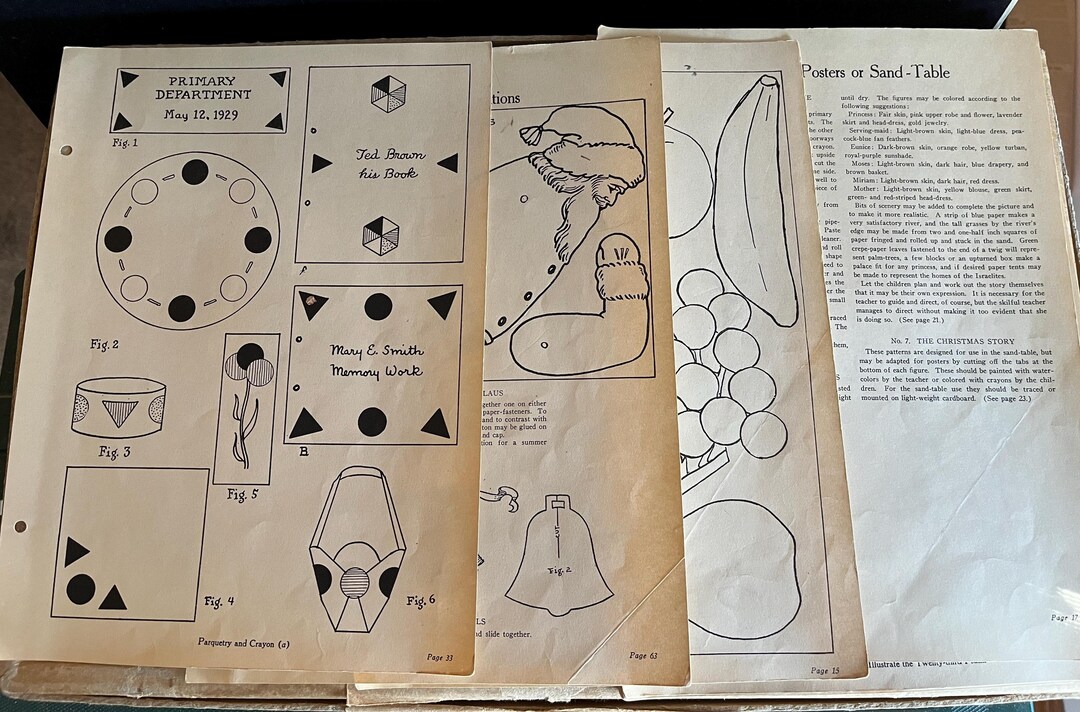 1920s Kids' Craft Workbook Pages Vintage School Ephemera for Collage ...
