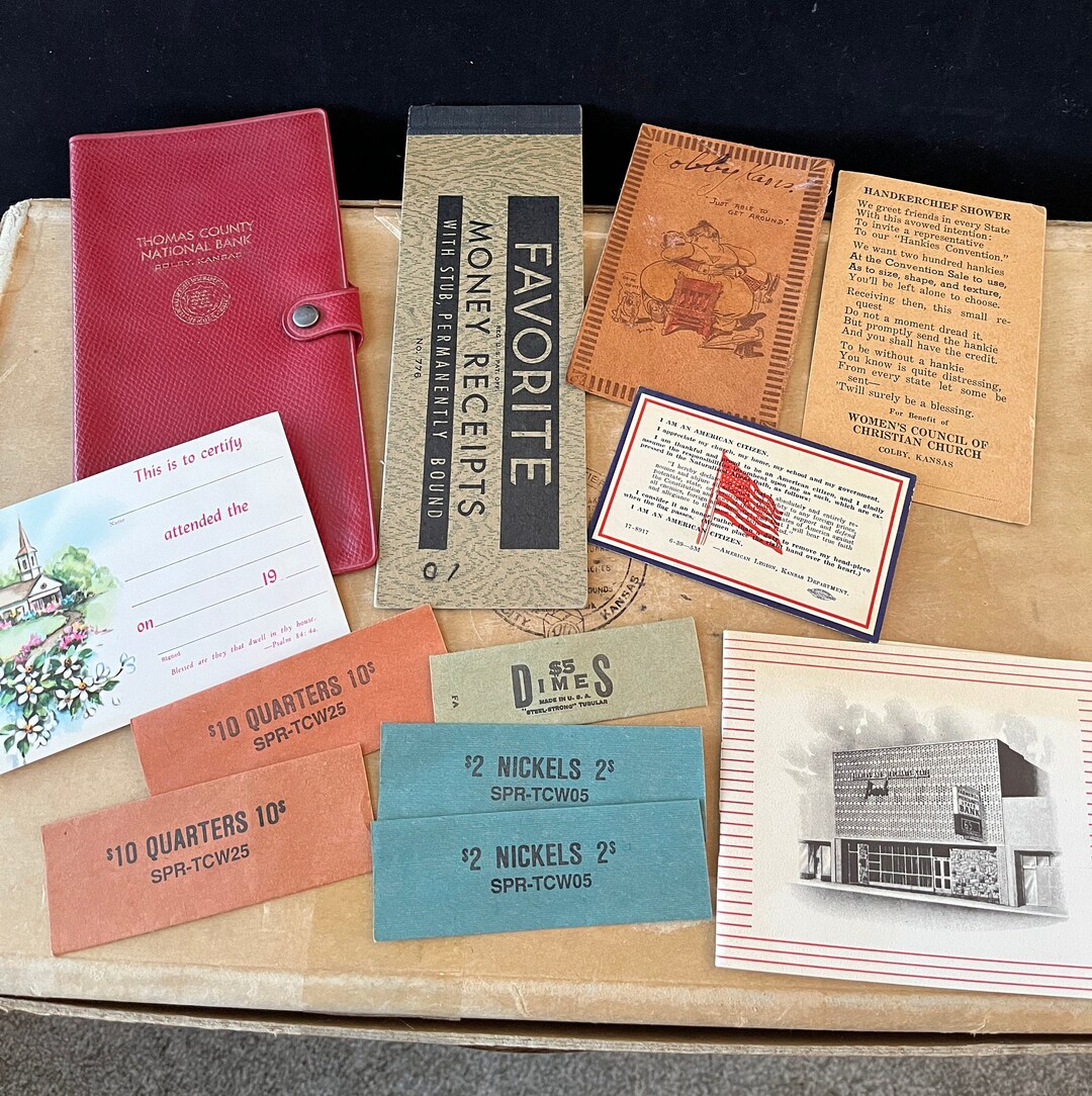 1950s Kansas Ephemera in Red Checkbook Holder W/snap Fastener, Bank ...