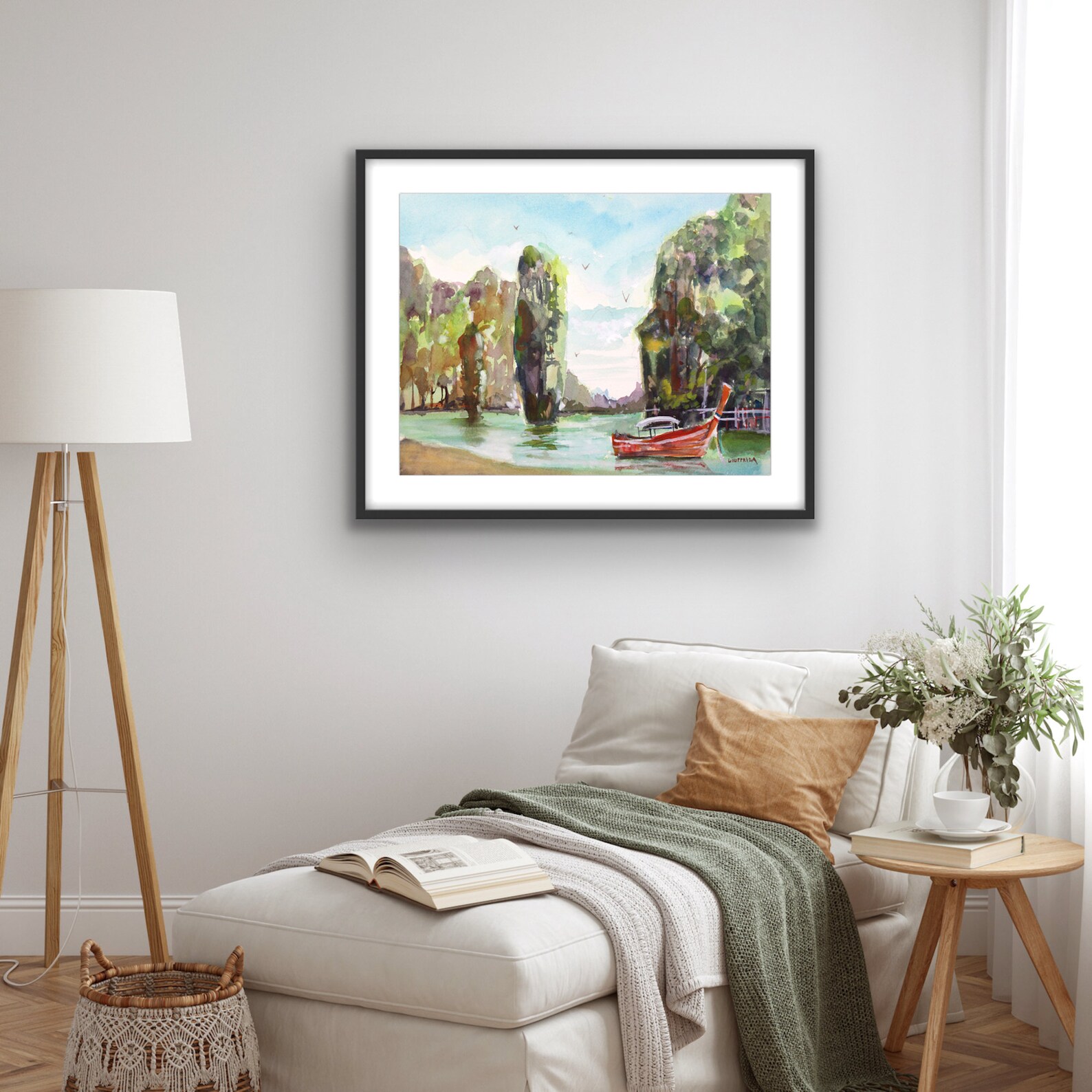 Filipino Bangka Boat Watercolor Painting & Prints, Matinloc Island ...