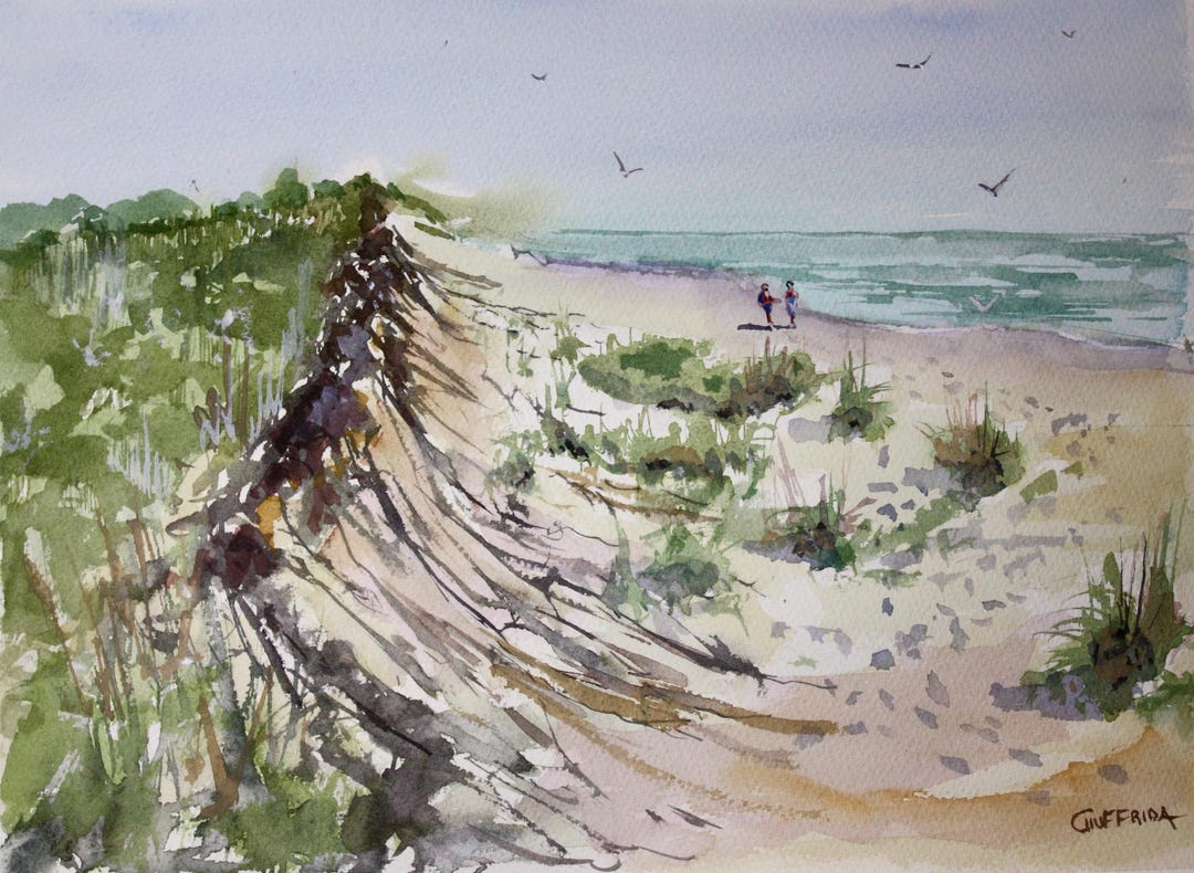 Fire Island Watercolor Painting: Long Island Beach Art - Etsy