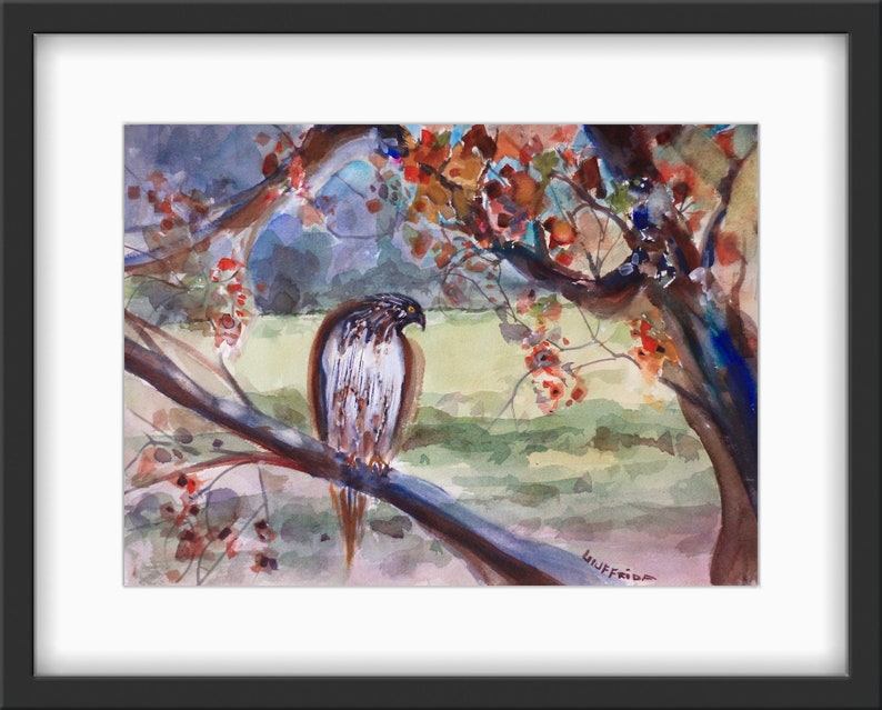 Red Tailed Hawk Painting Original Watercolor Animal Wall - Etsy