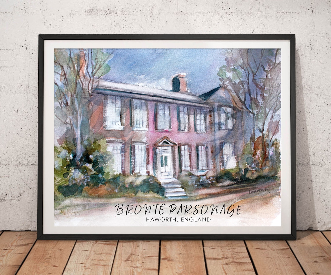 Bronte Sisters Home, Bronte House Portrait, Literary Watercolor ...