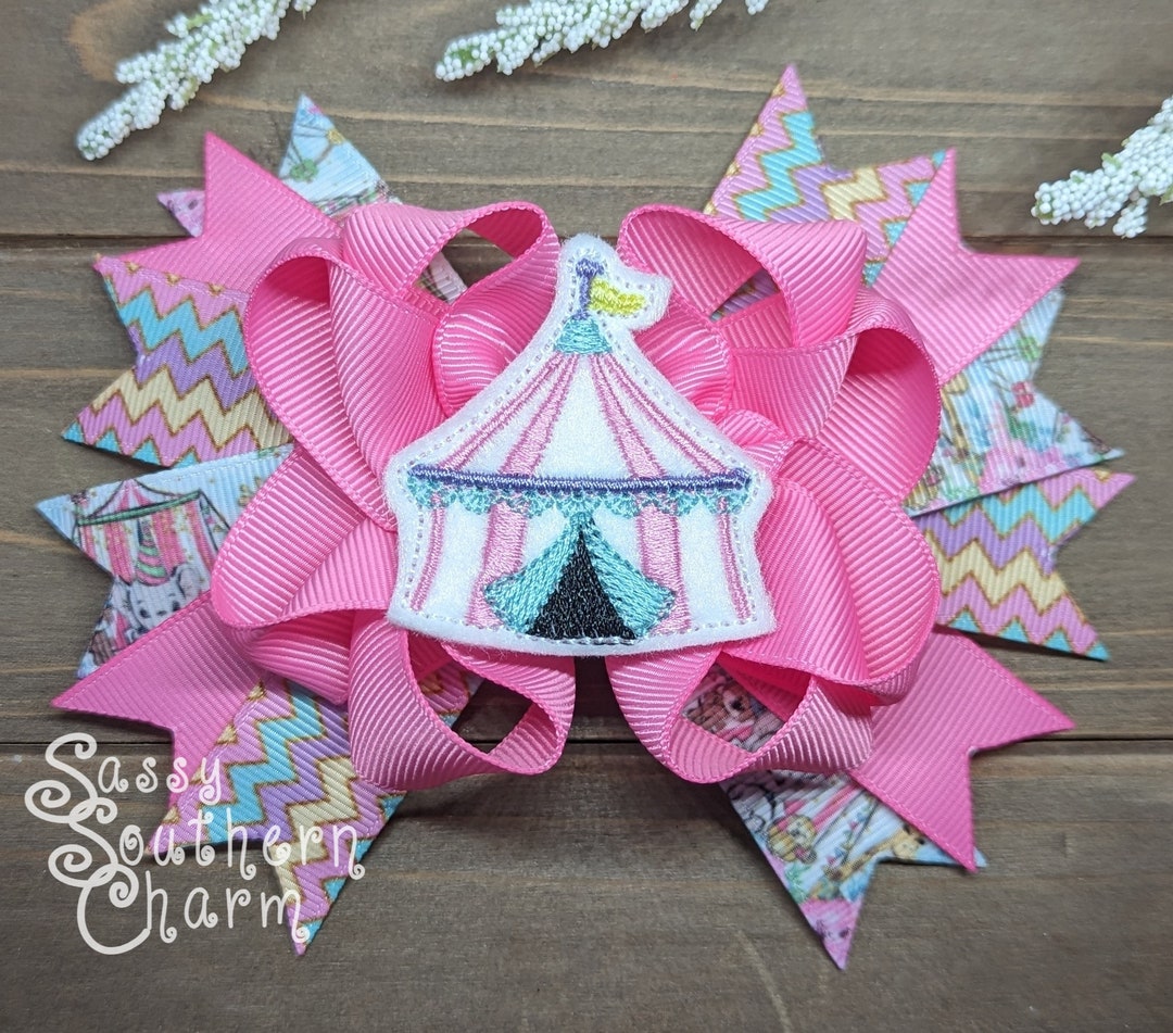 Circus Hair Bow, Pink Circus Bow, Circus Tent Bow, Circus Birthday ...