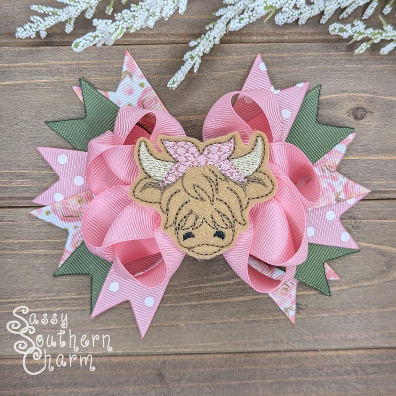 Cow Print Hair Bow - Etsy