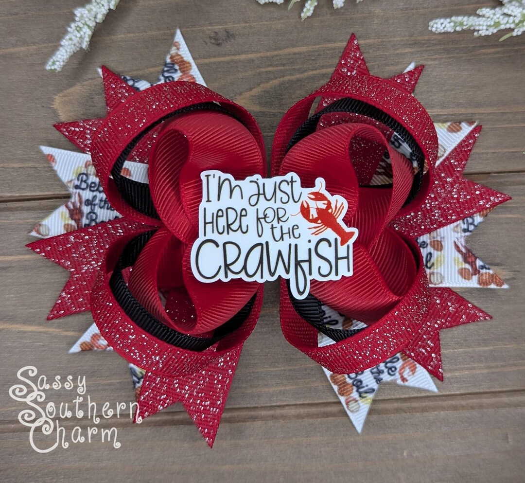 Crawfish Hair Bow, Crayfish Hair Bow, New Orleans Bow, Cajun Hair Bow ...