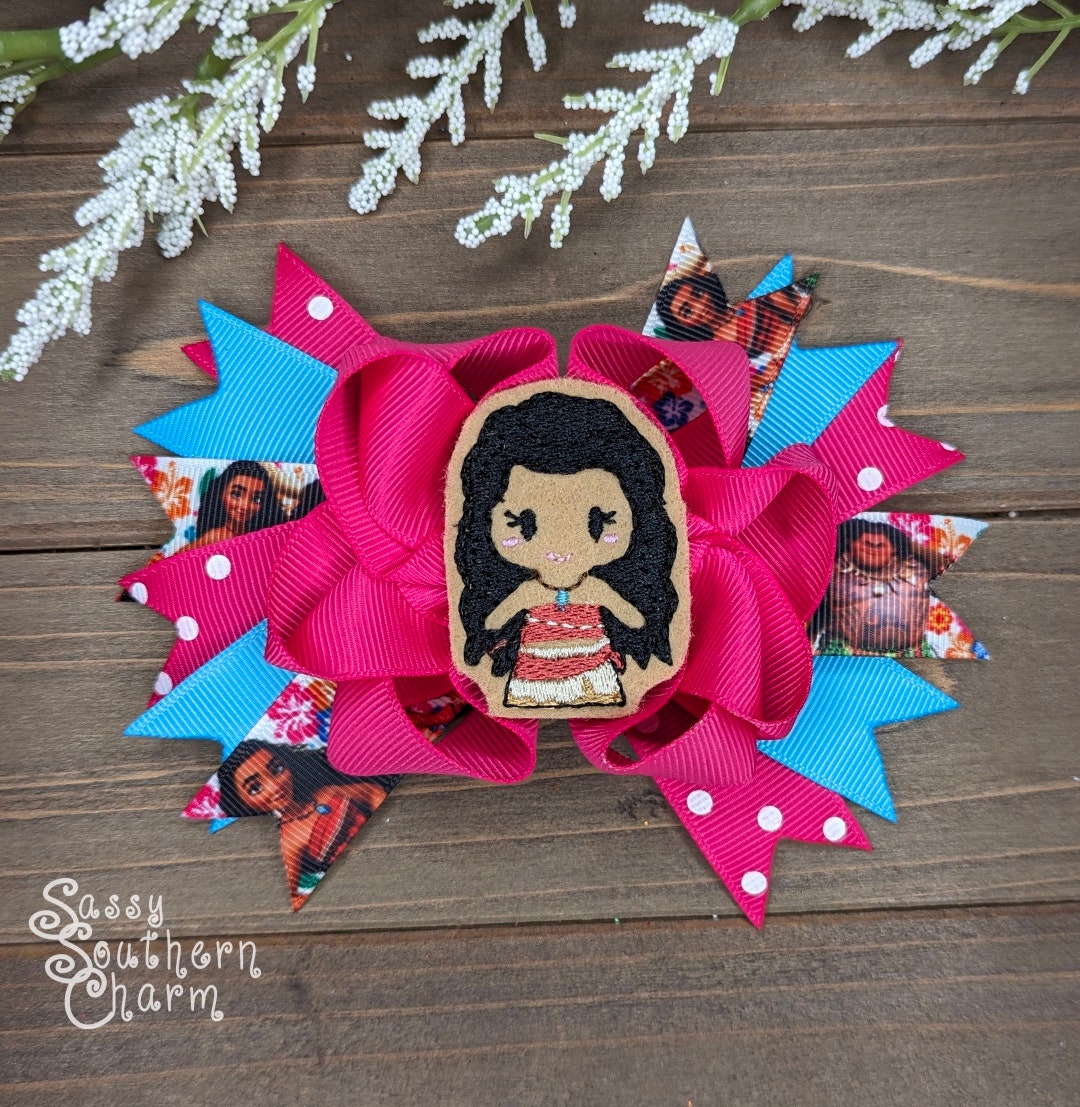 Princess Hair Bow, Polynesian Princess, Feltie Hair Bows, Hair Bows for ...
