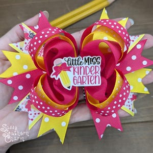 Kindergarten Hair Bows, Back to School Hair Bows, First Day of School ...