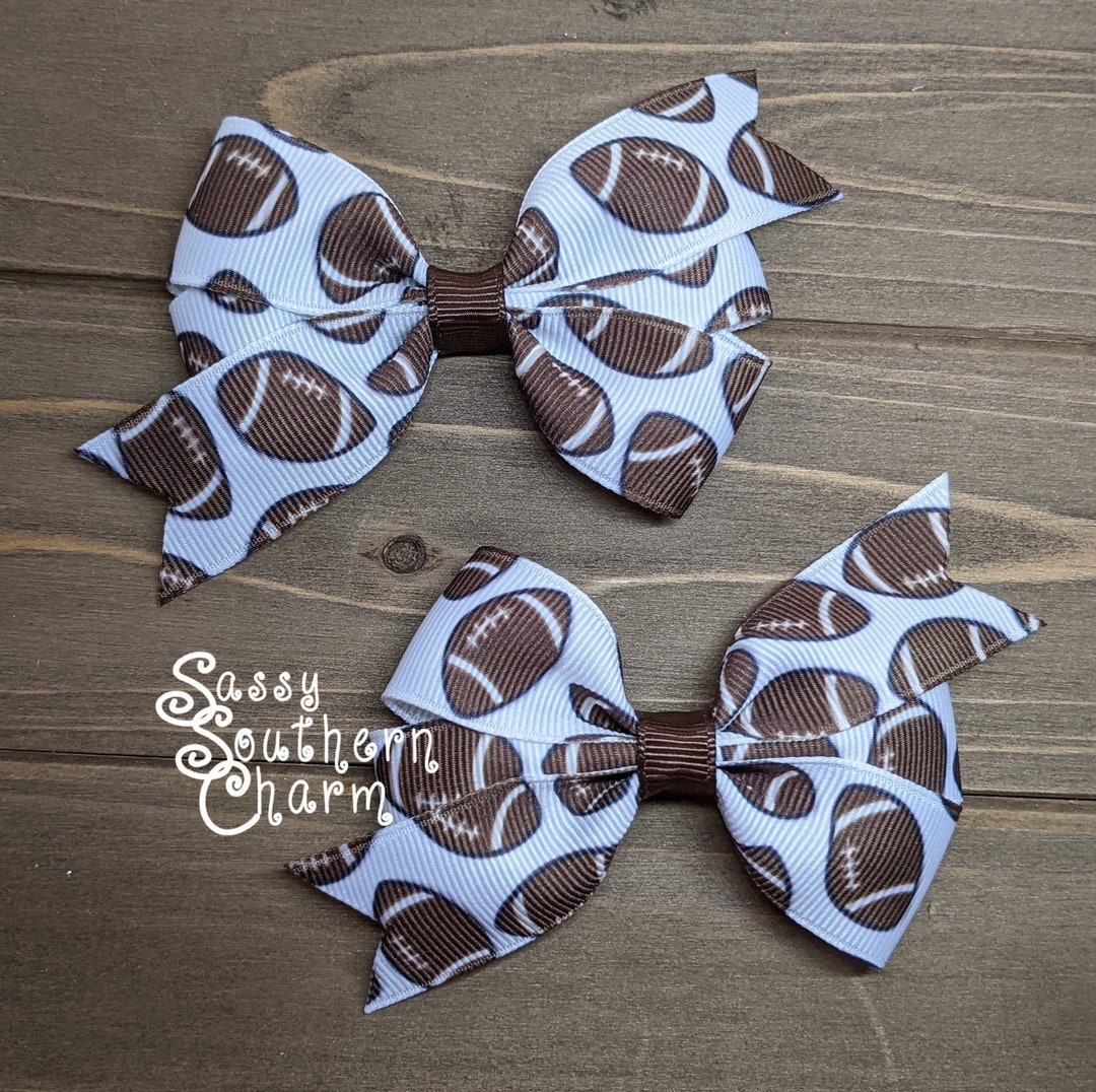 Football Hair Bows, College Football Bows, Little Sister Football Bows ...