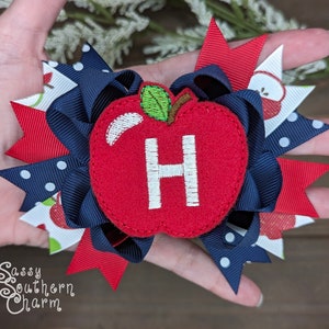 Back to School Bow, Kindergarten Bow, Apple Bow, Personalized Hair Bow ...