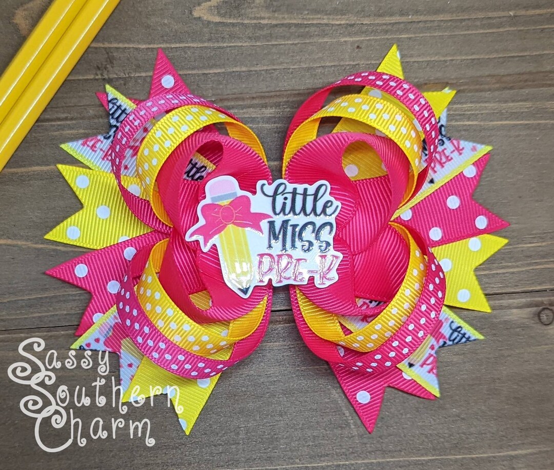 Little Miss Pre-k Bow, Pre-school Hair Bow, Back to School, Pre ...