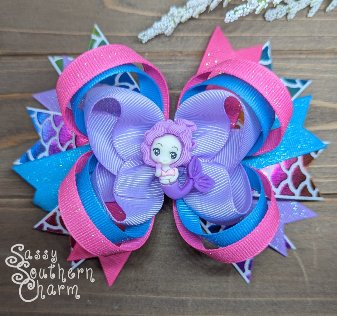 Mermaid Hair Bow, Mermaids, Rainbow Mermaid Bow, Gift for Girls, Under ...