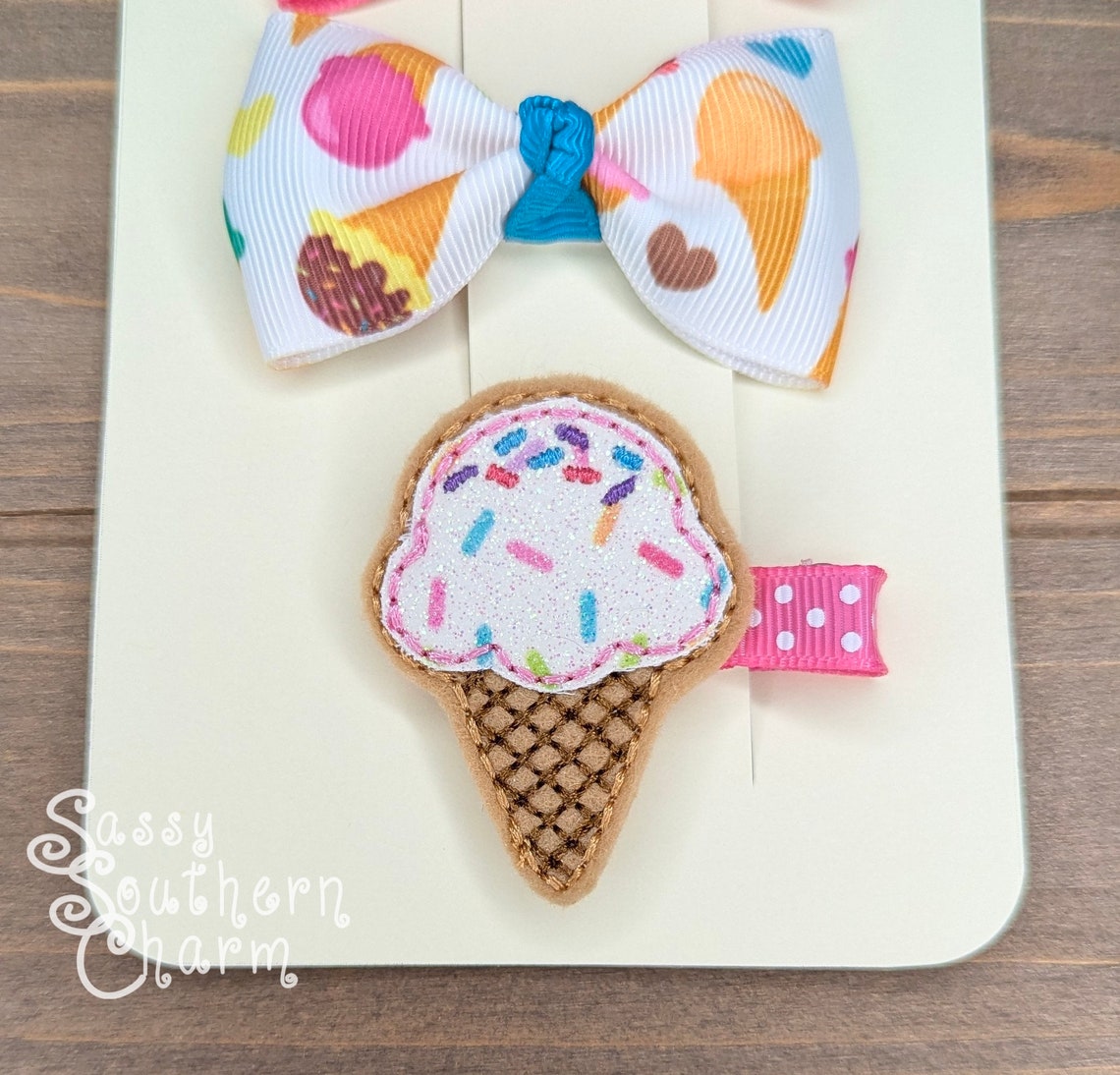 Ice Cream Hair Bows, Ice Cream Party Bow, Ice Cream Clips, Itty Bitty ...
