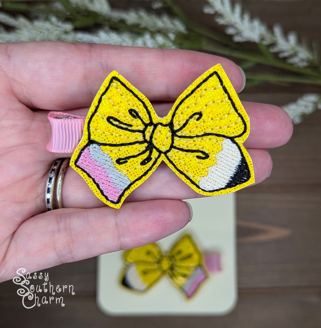 Coquette Pencil Bows, Back to School Bows, First Day of School Bows ...