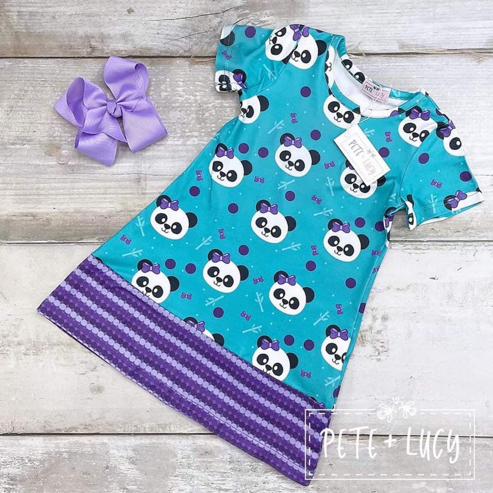 3T, Panda Dress, Pete + Lucy, Girl's Boutique Dress, Boutique Dress ...