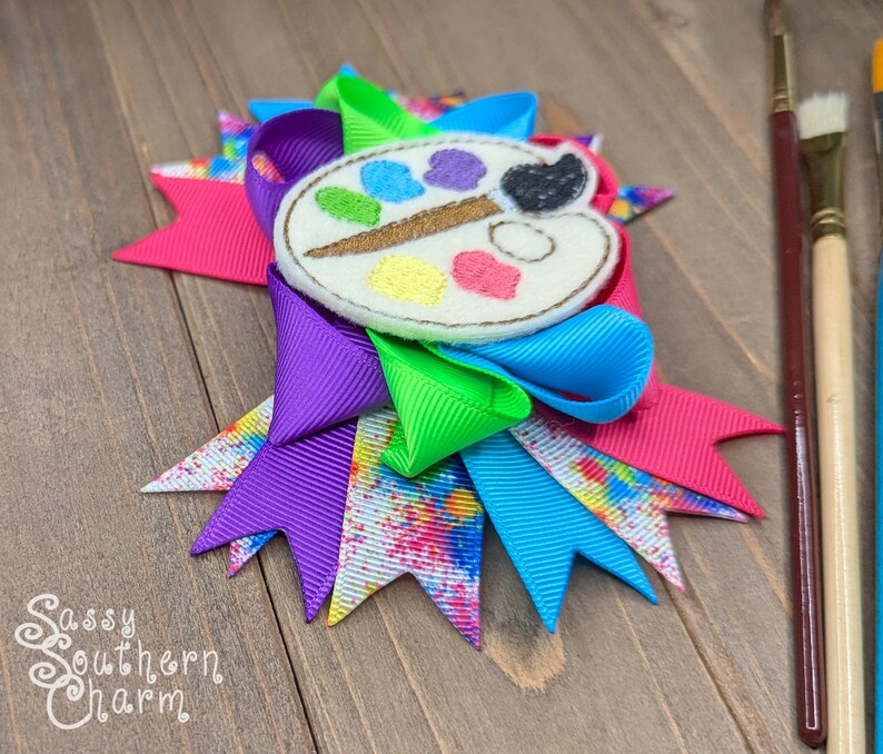 Artist Hair Bow, Art Palette Hair Bow, Hair Bows for Girls, Painter ...
