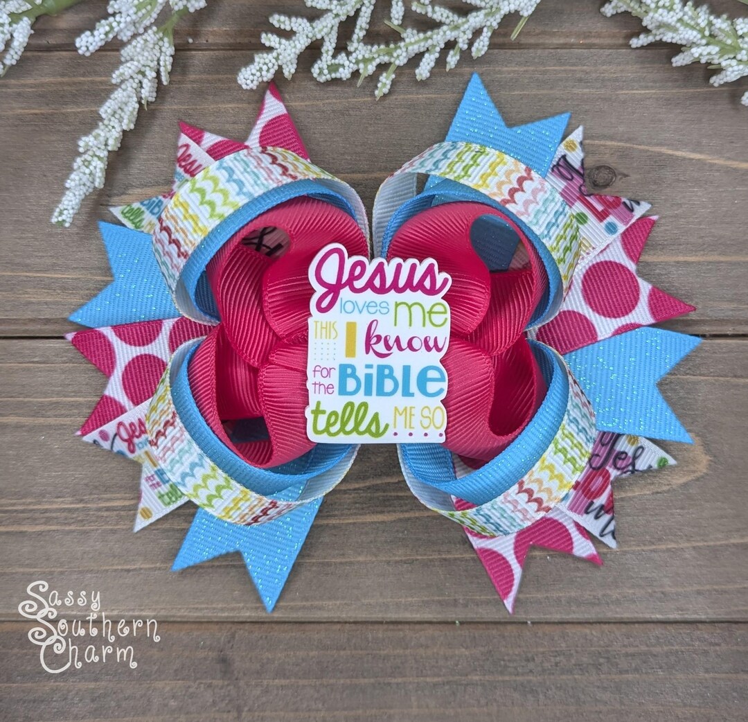 Jesus Loves Me Hair Bow, Religious Easter Bow - Etsy