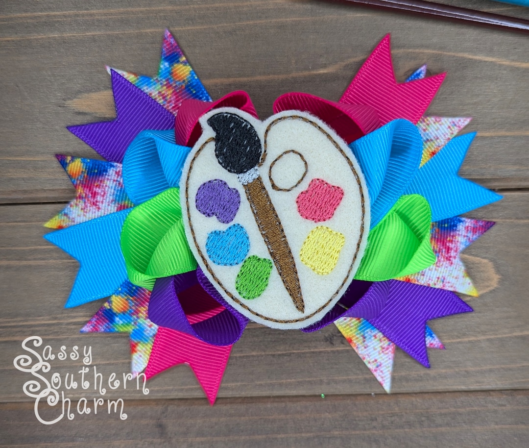 Artist Hair Bow, Art Palette Hair Bow, Hair Bows for Girls, Painter ...