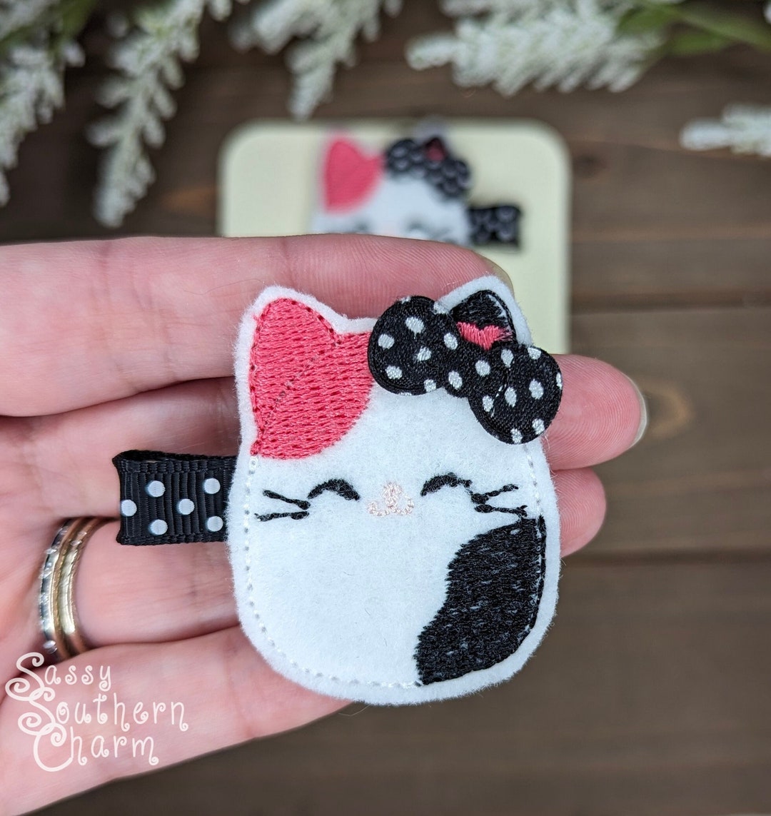 Cat Hair Bows, Kitty Hair Bows, Squishy Kitty, Pigtail Bows, Feltie ...