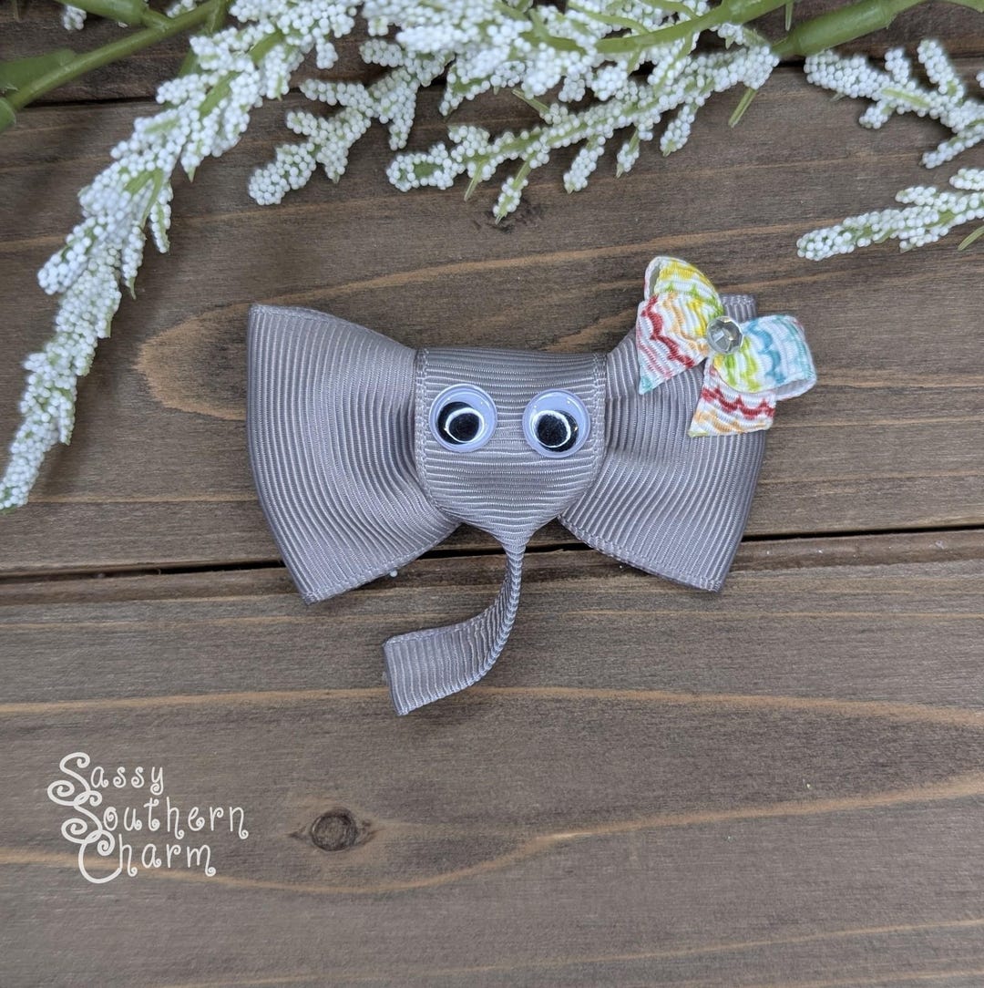Elephant Hair Bow, Elephant Ribbon Sculpture, Zoo Bow, Safari Bow ...