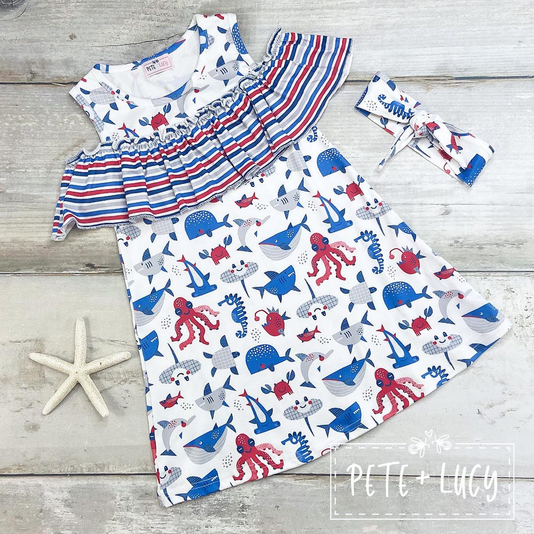 3T, 4T, 5, 6/6x, Sea Animals Dress Set, Summer Sea Life, Pete + Lucy ...
