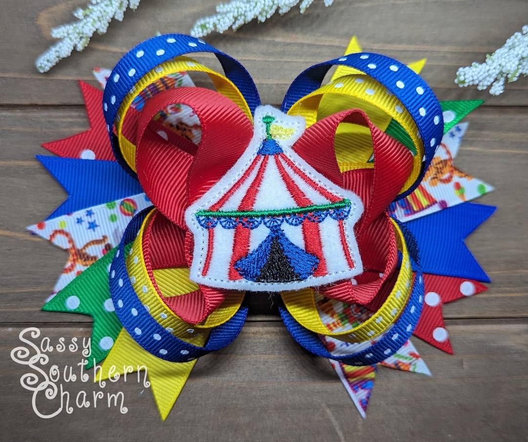 Circus Hair Bow, Circus Tent Bow, Circus Party, Carnival Hair Bow ...