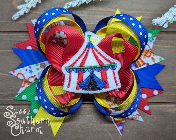 Circus Hair Bow, Circus Tent Bow, Circus Party, Carnival Hair Bow ...