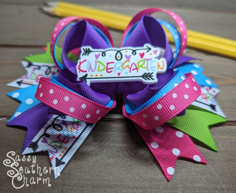Kindergarten Hair Bow, Back to School Hair Bow, School Hair Bow, Ribbon ...
