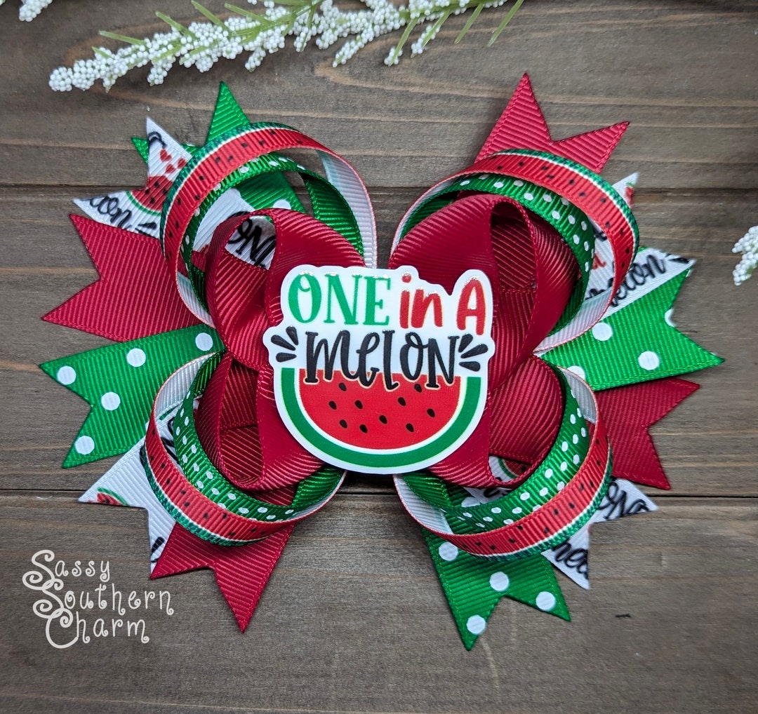 Watermelon Bow, "one in a Melon", Watermelon Hair Bow, Watermelon ...