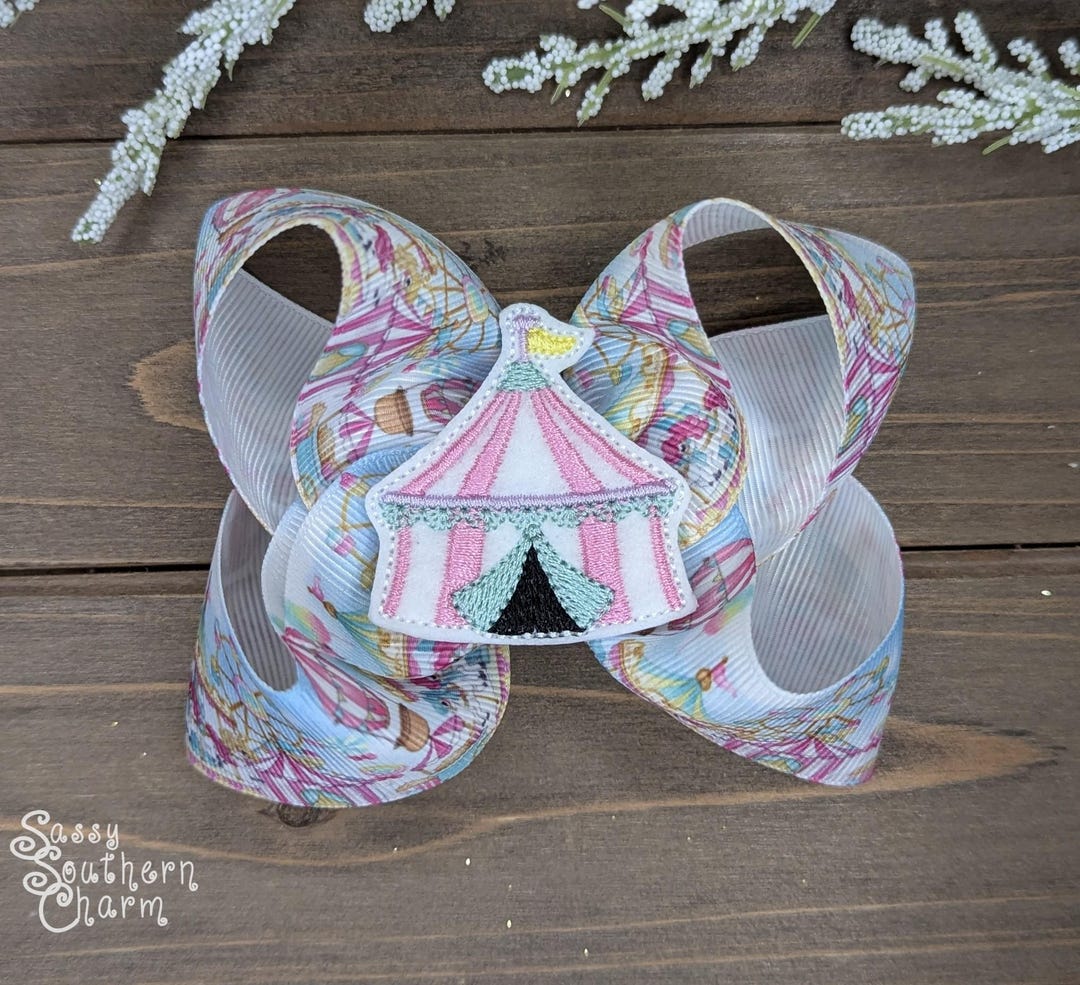 Circus Hair Bow, Pink Circus Bow, Circus Tent Bow, Circus Birthday ...