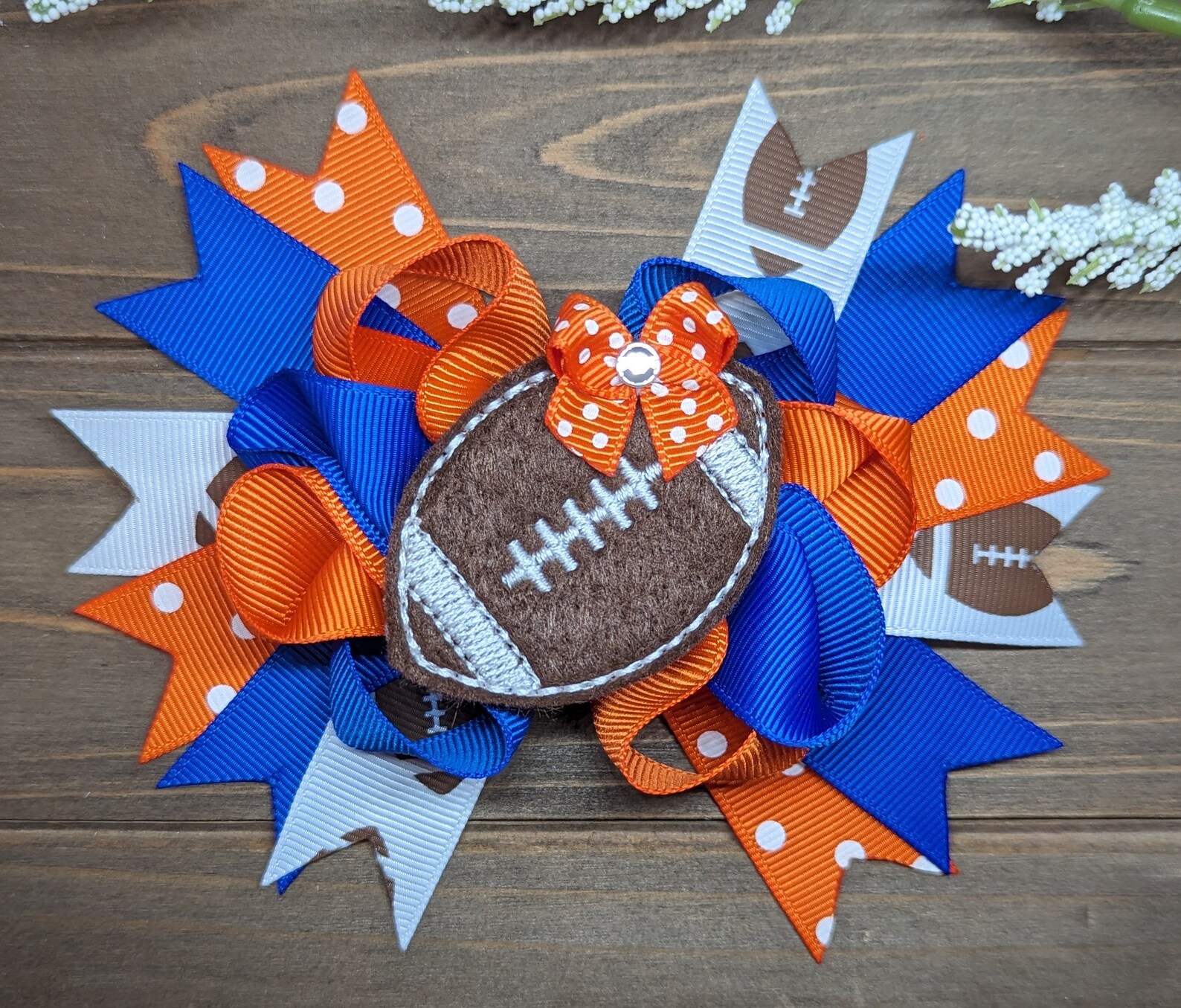 Football Hair Bow, CUSTOM COLORS AVAILABLE, College Football Bow, High ...