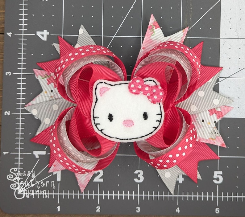 Kitty Cat Bow, Cat Bow, Kitten Hair Bow, Hair Bows for Girls, Ribbon ...