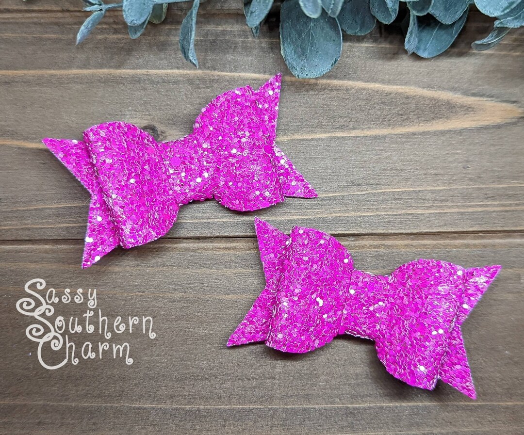 Shocking Pink Bows, Glitter Bows, Small Bows, Sparkle Bows, Hair Bows ...