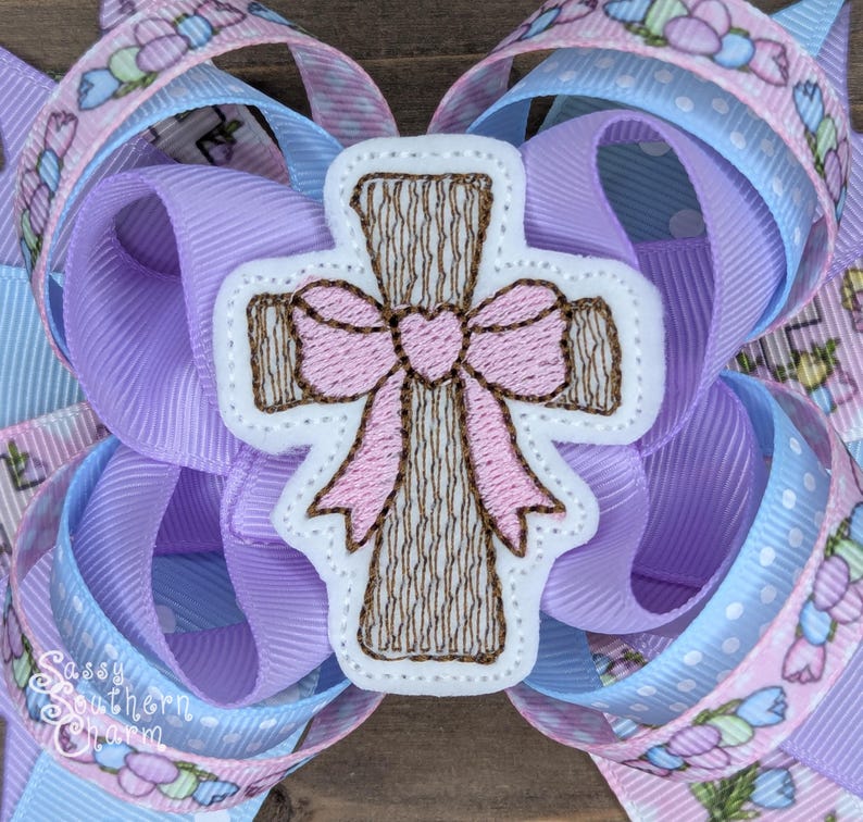 Easter Hair Bow, Cross Hair Bow, Religious Hair Bow, Hair Bows for ...