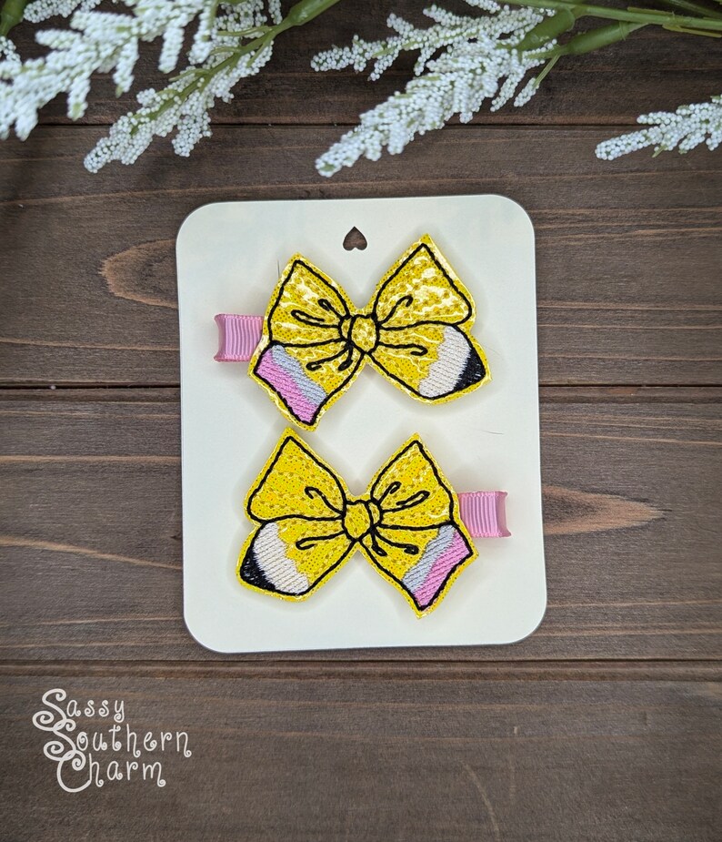 Coquette Pencil Bows, Back to School Bows, First Day of School Bows ...