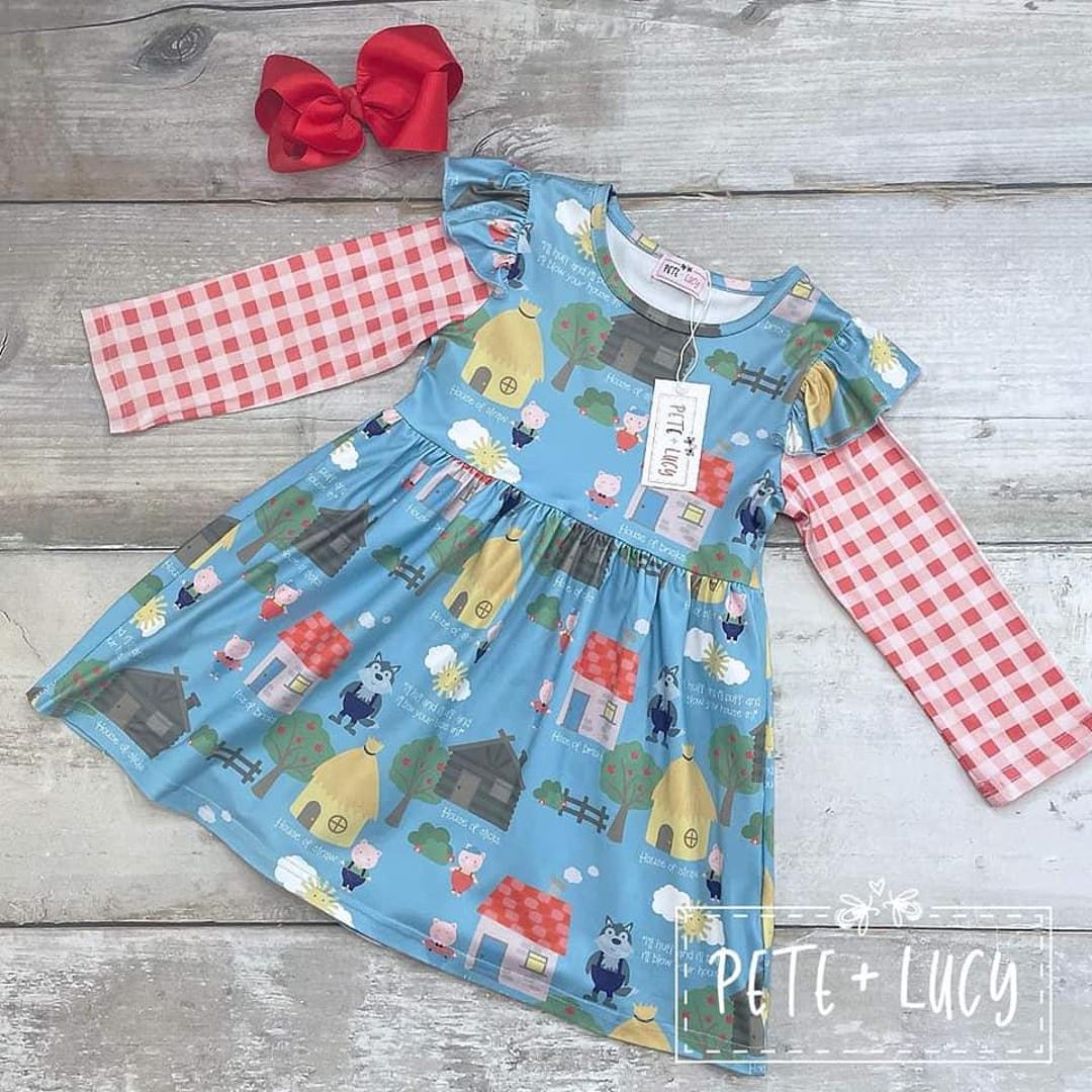 10/12, Three Little Pigs Set, Pete + Lucy, Pig Bows, Girl's Dresses ...