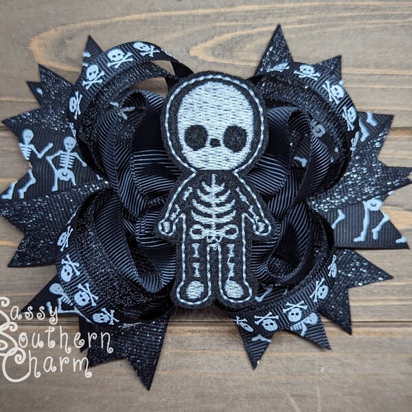 Skeleton Hair Bow - Etsy