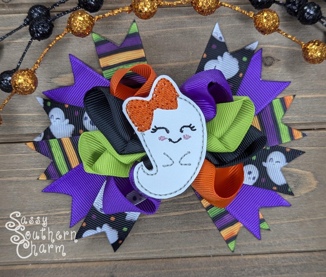 Halloween Hair Bow, Ghost Hair Bow, Cute Halloween Bows, Fun Halloween ...