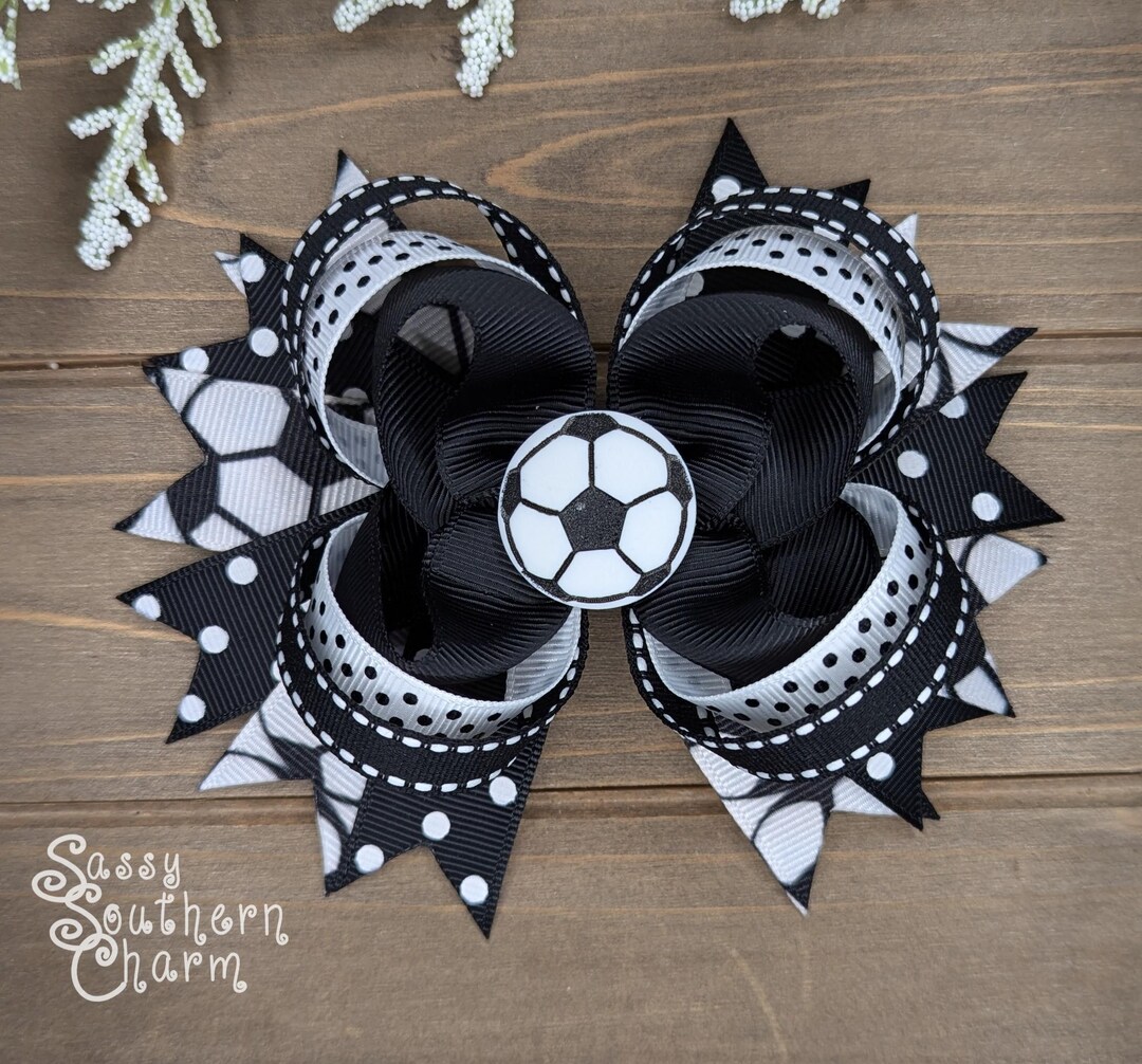 Soccer Hair Bow, CUSTOM COLORS, Sports Hair Bow, MLS Bow, Soccer Fan ...