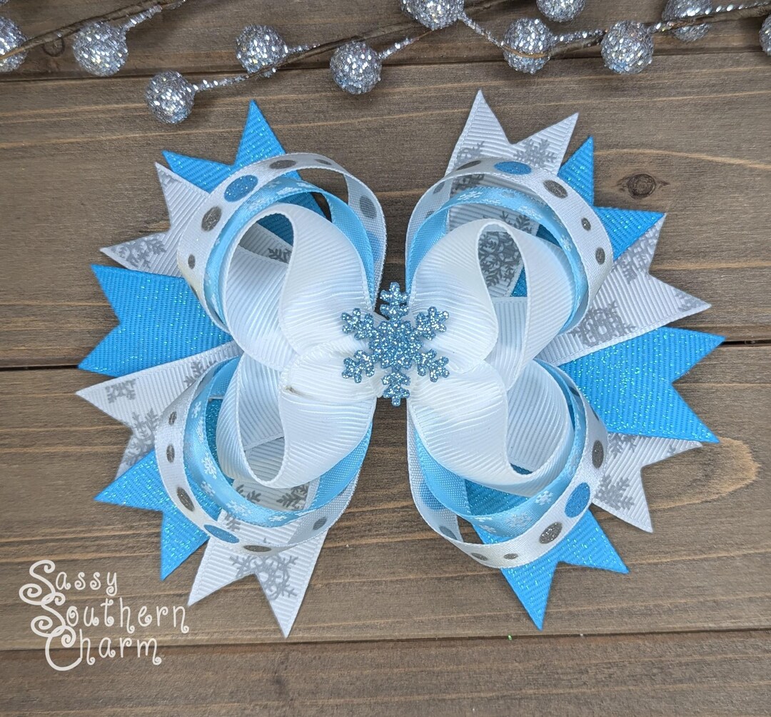 Snowflake Hair Bow, Winder Wonderland Hair Bows, Christmas Hair Bow ...