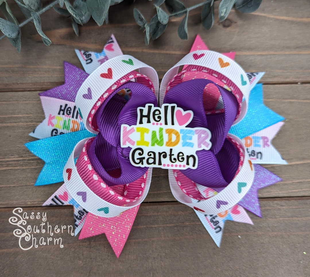 Kindergarten Hair Bow, Hello Kindergarten, Back to School Bow, School ...