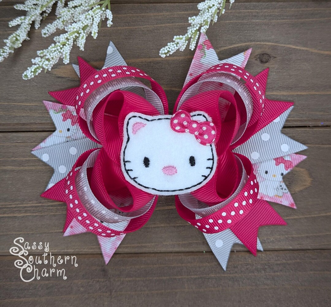 Kitty Cat Bow, Cat Bow, Kitten Hair Bow, Hair Bows for Girls, Ribbon ...