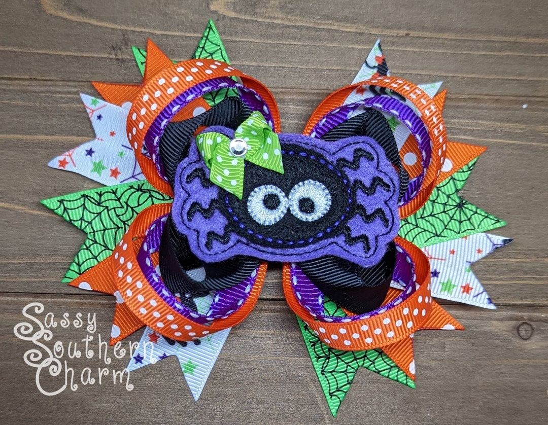 Spider Hair Bow, Halloween Hair Bow, Cute Spider Bows, Spooky Cute Bows ...
