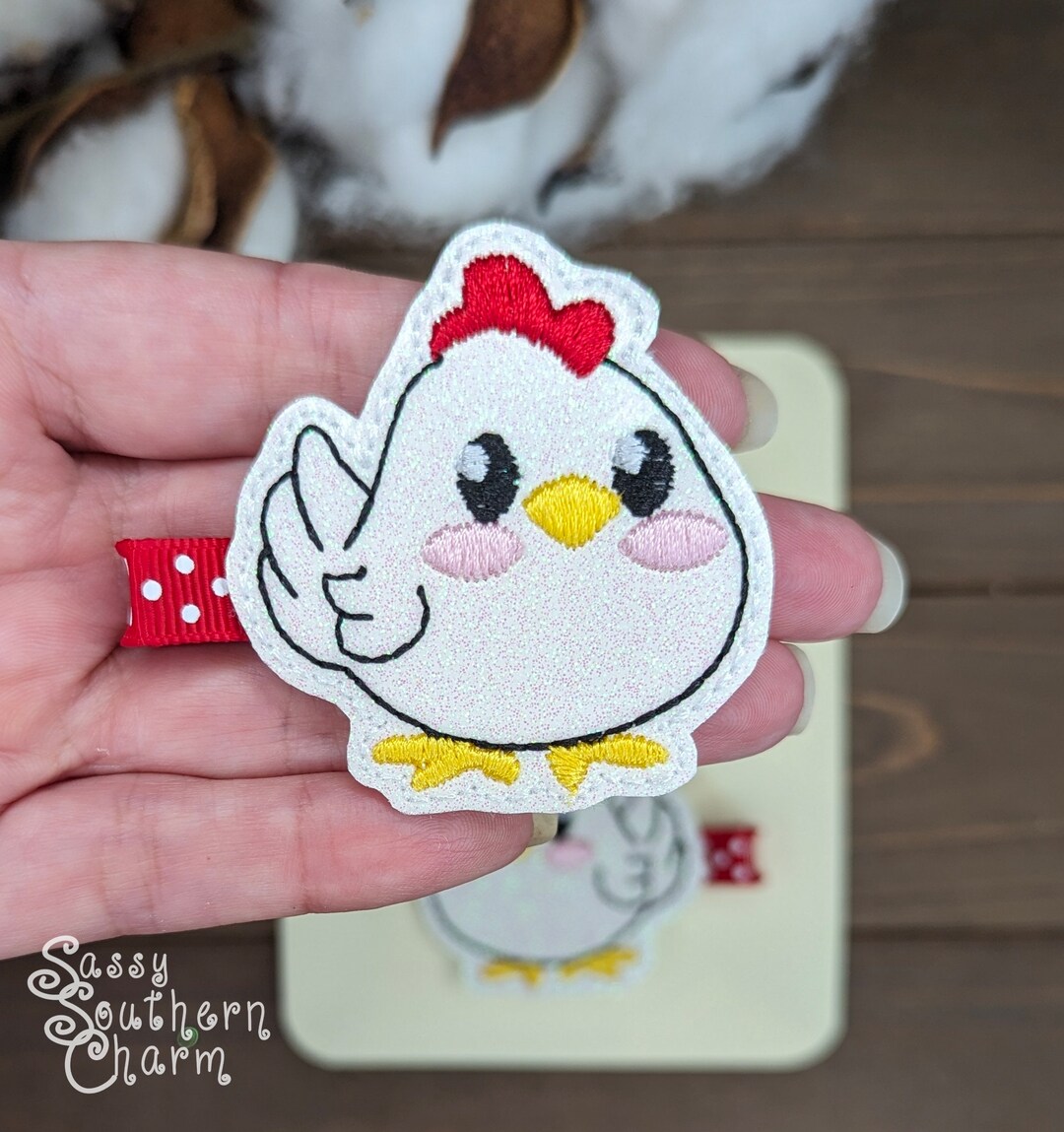 Chicken Clips, Farm Girl Bows, Chicken Bows, Feltie Clips, Pigtail Bows ...