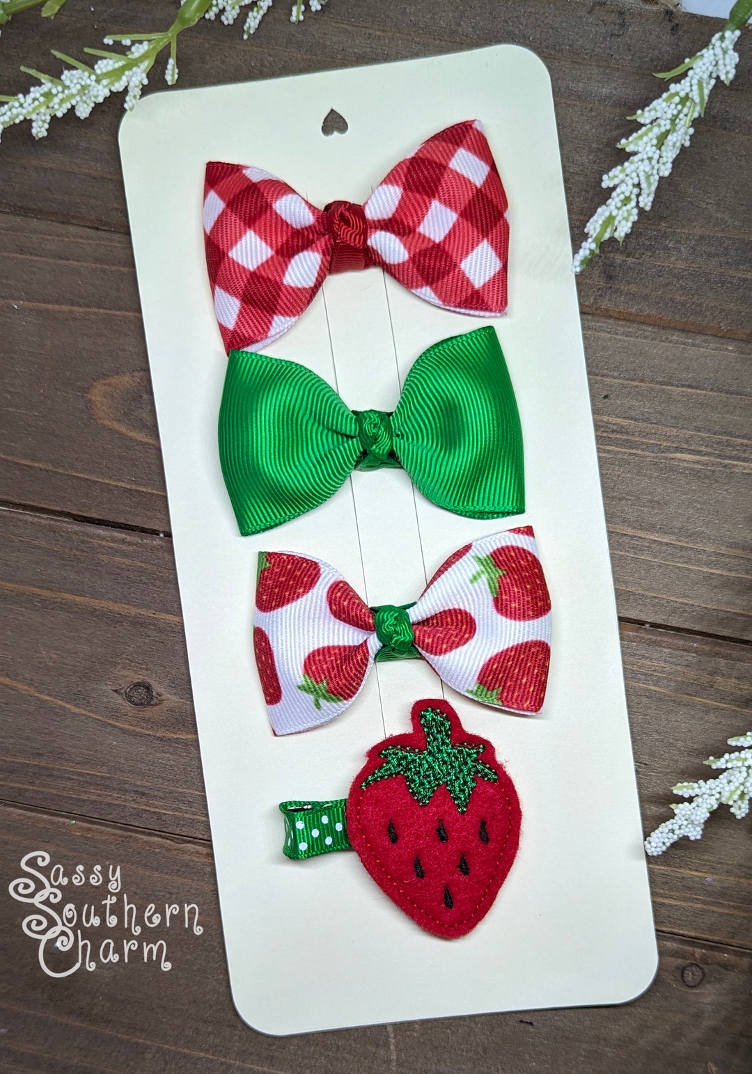 Strawberry Hair Bows, Berry Party Bow, Strawberry Bows, Itty Bitty Bows ...