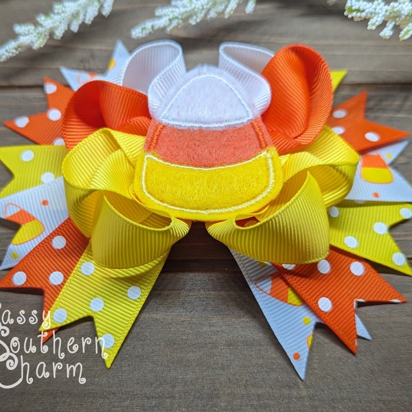 Candy Corn Hair Bow - Etsy