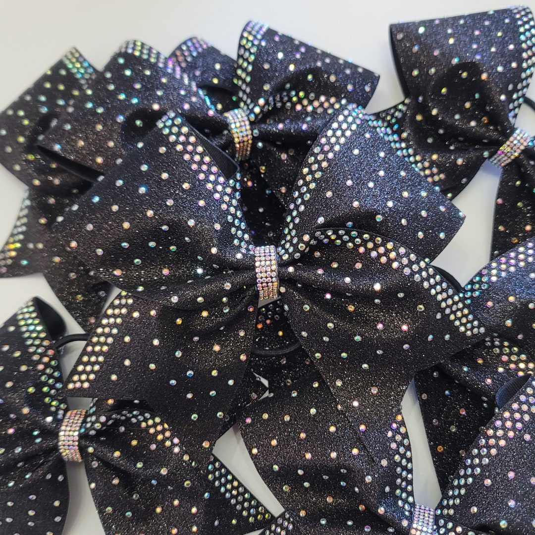 Black Rhinestone Cheer Bow - Etsy