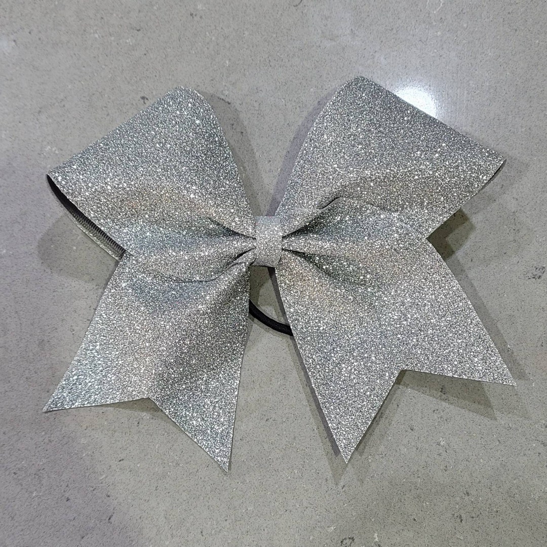 Silver Glitter Cheer Bow - Etsy