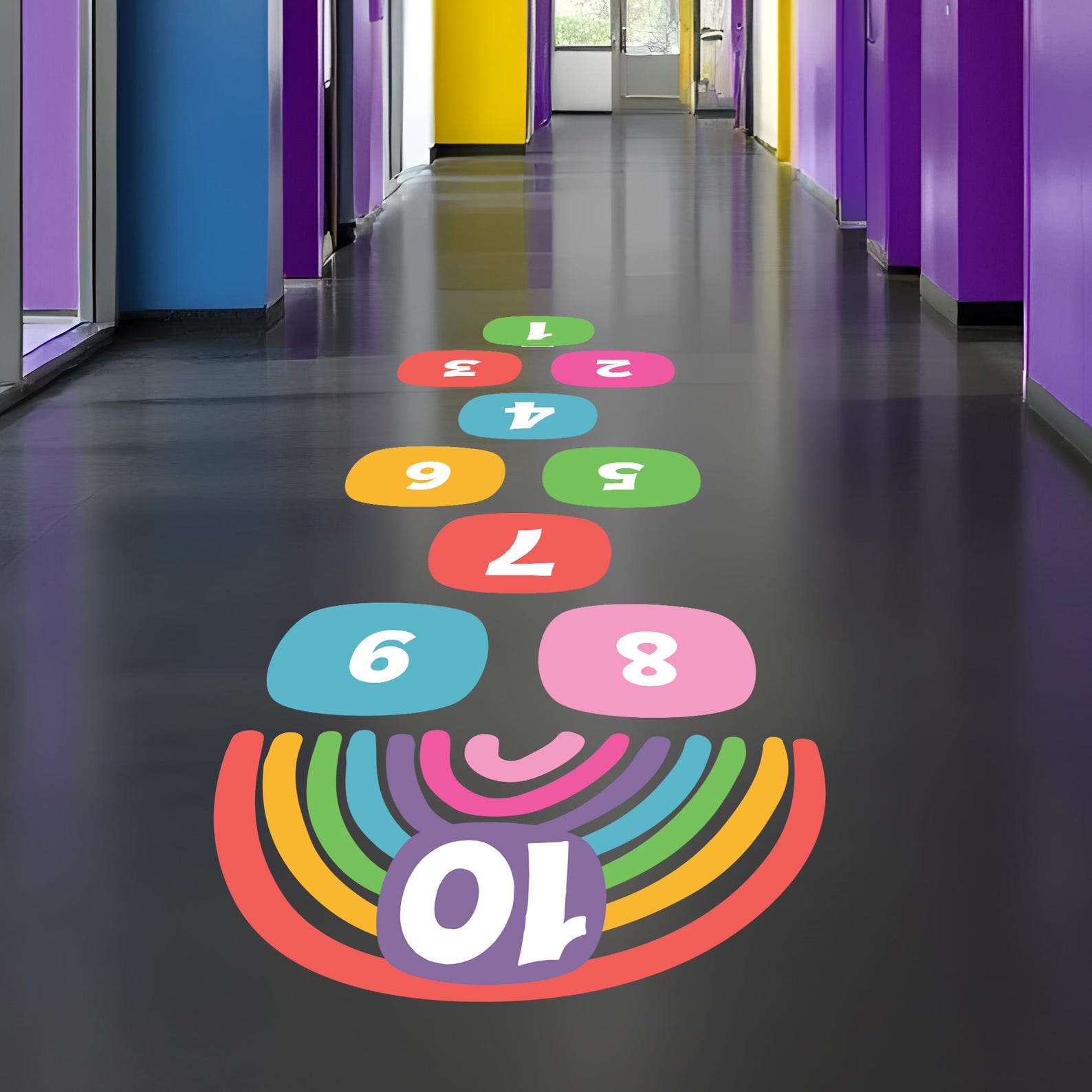 Rainbow Hopscotch Floor Decal – Sensory Path Vinyl for Schools – Indoor ...
